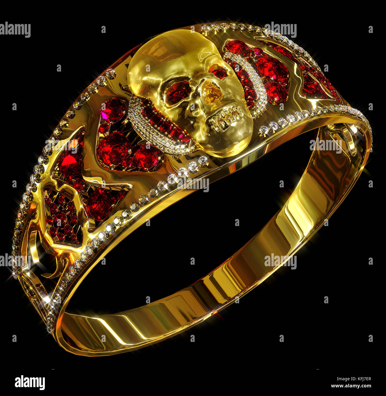 Jewelry gold skull ring with diamond and red ruby gems Stock Photo - Alamy