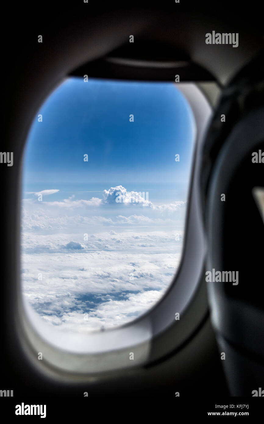 an aerial view on panorama viewed trough a window of an airplane Stock ...