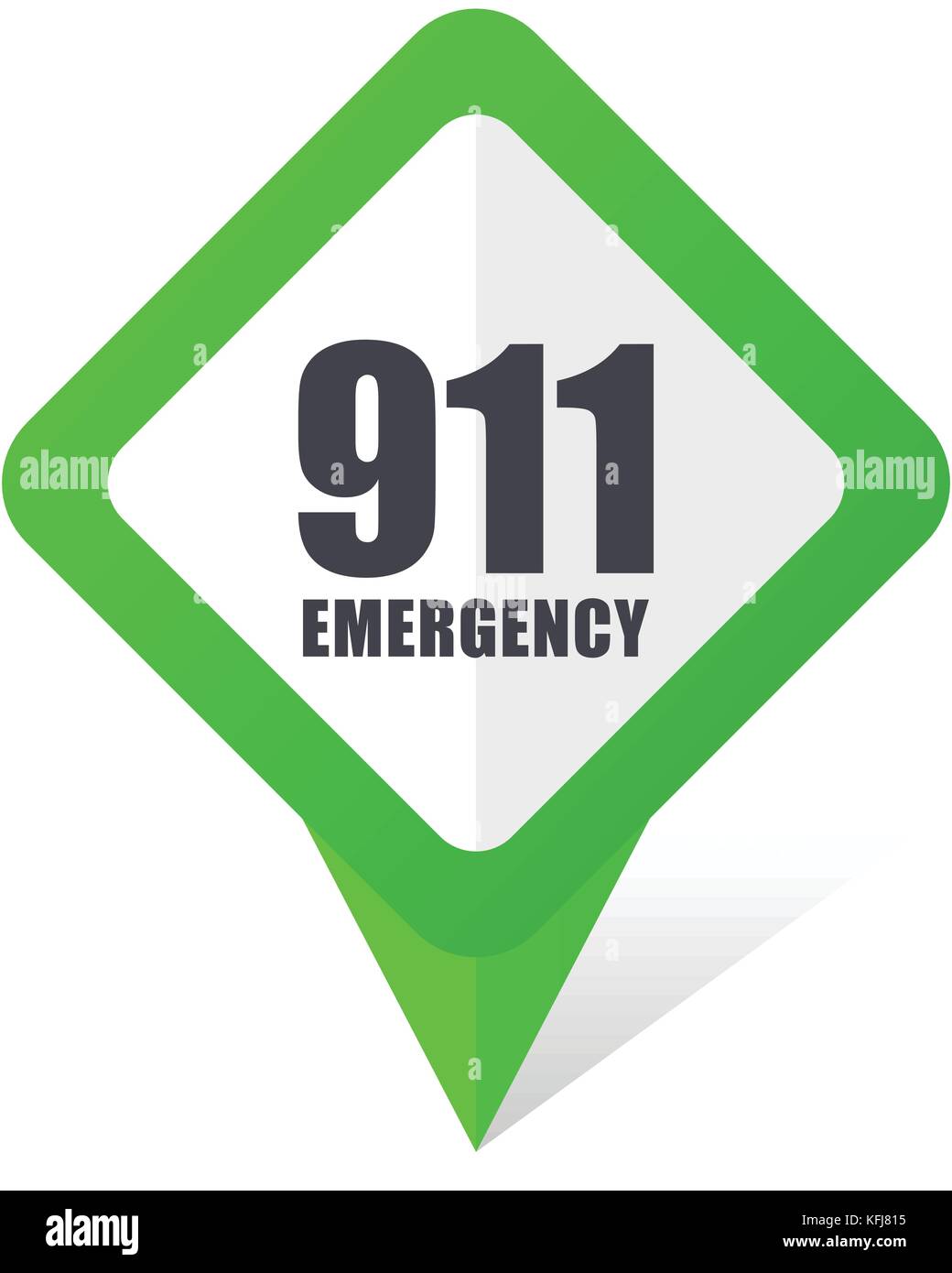 Number emergency 911 green square pointer web and mobile phone vector ...