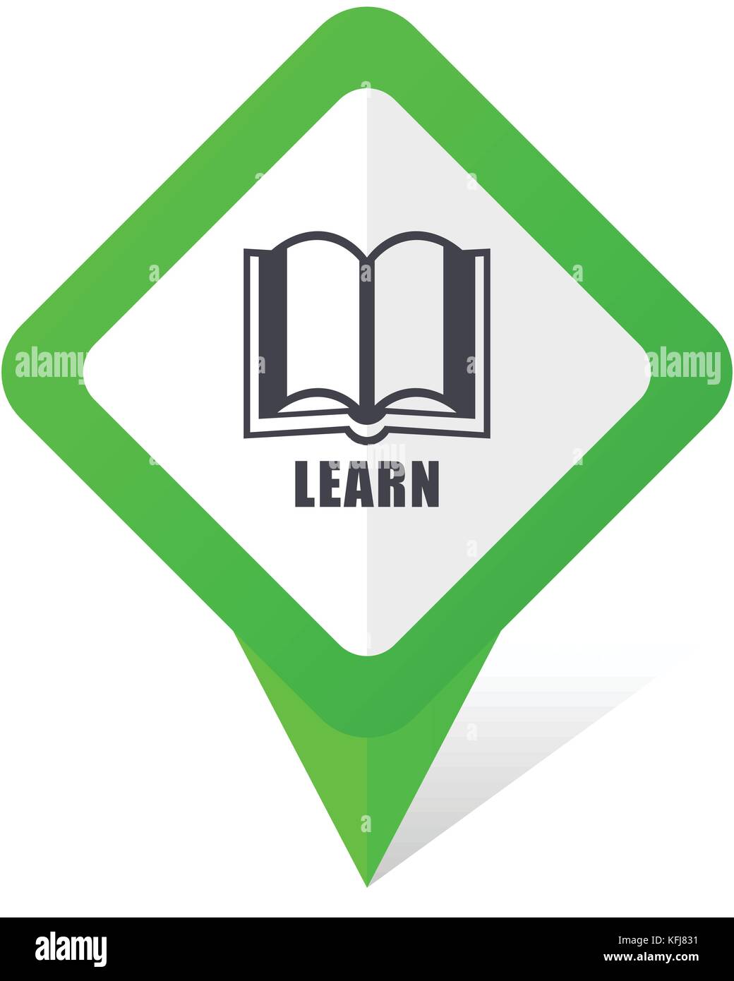 Learn green square pointer web and mobile phone vector icon in eps 10 ...