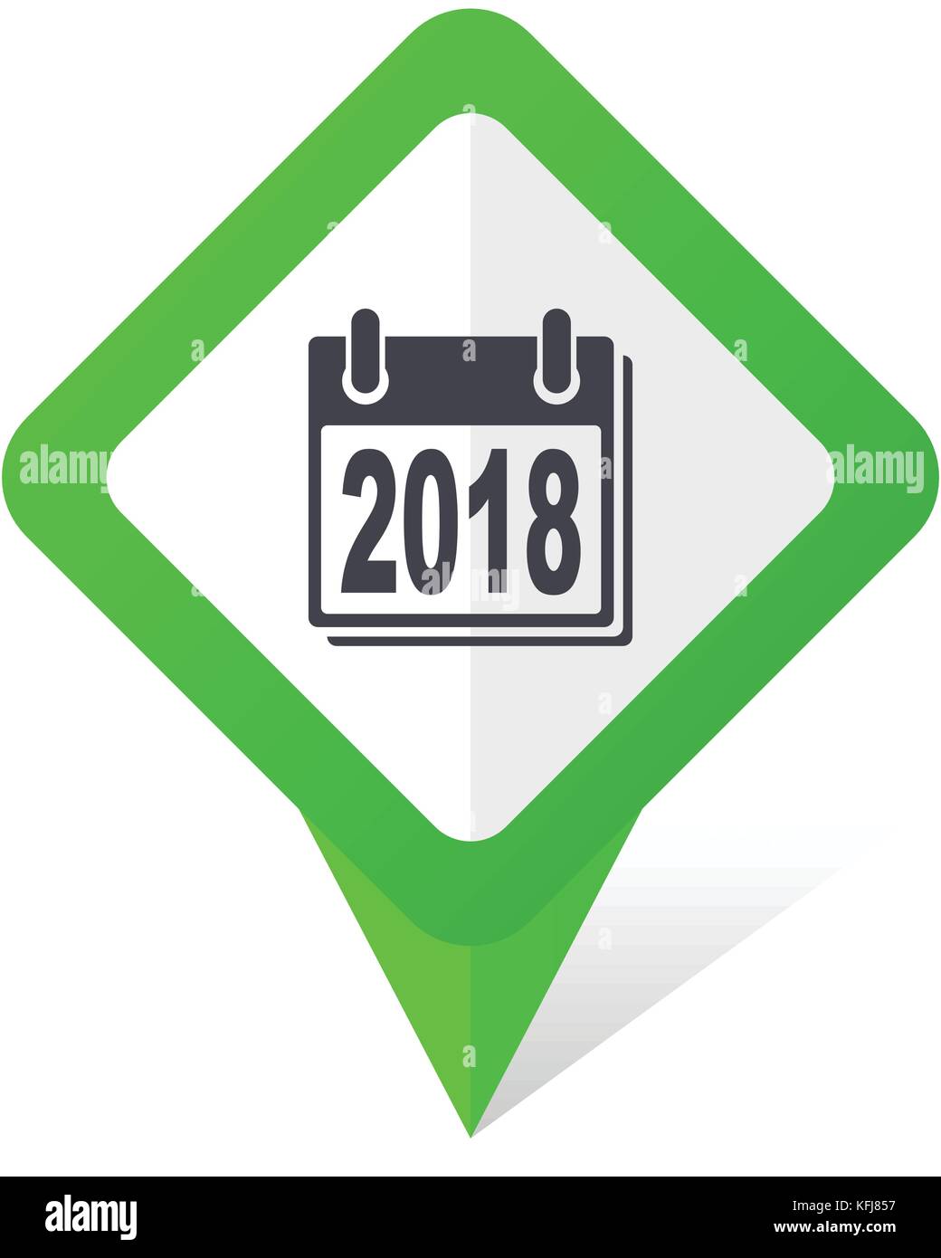 New year 2018 green square pointer web and mobile phone vector icon in ...