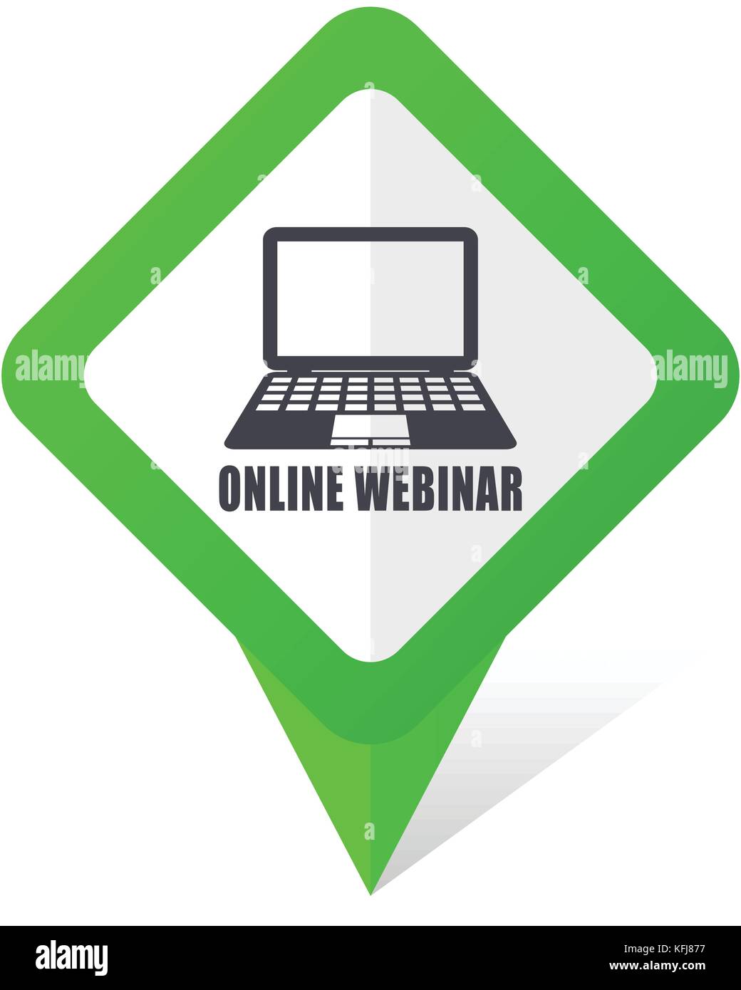 Online webinar green square pointer web and mobile phone vector icon in ...
