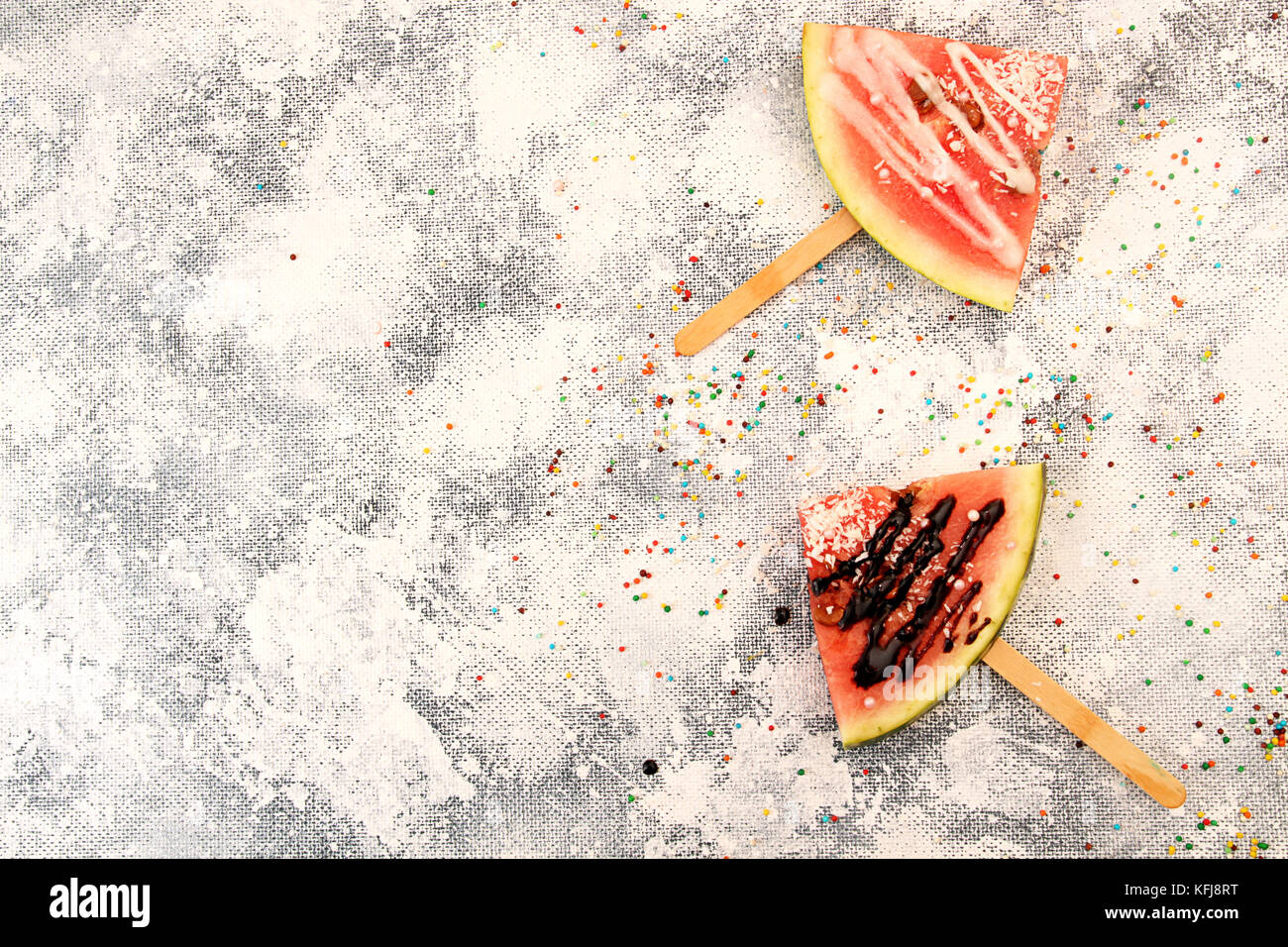 Slices watermelon in ice cream shape. Popular summer fruit watermelon ...