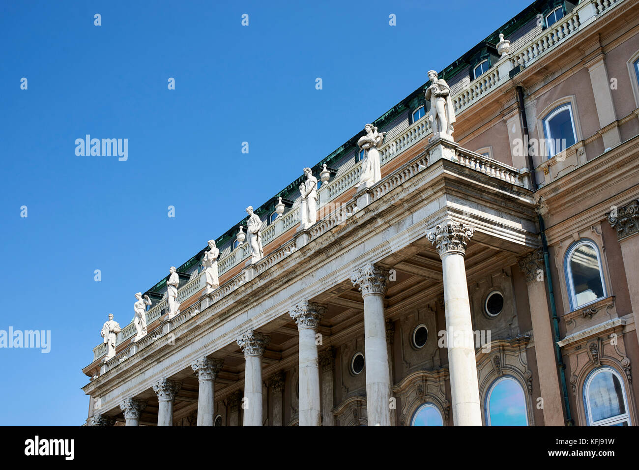 Buda Castle, West Wing courtyard 8 statues on balcony Stock Photo - Alamy