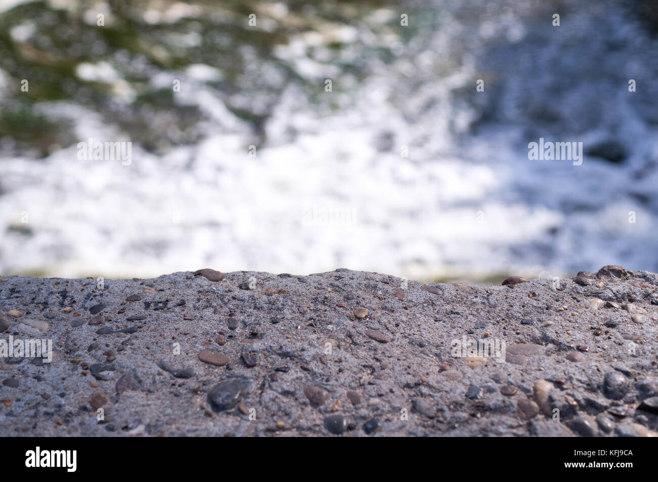 stone table on the waterfall background. nature Stock Photo - Alamy