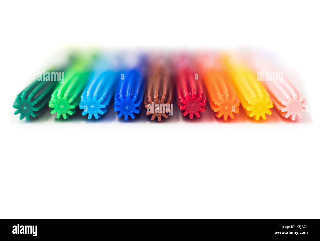 Coloring Markers in different colors, Close Up on White background ...