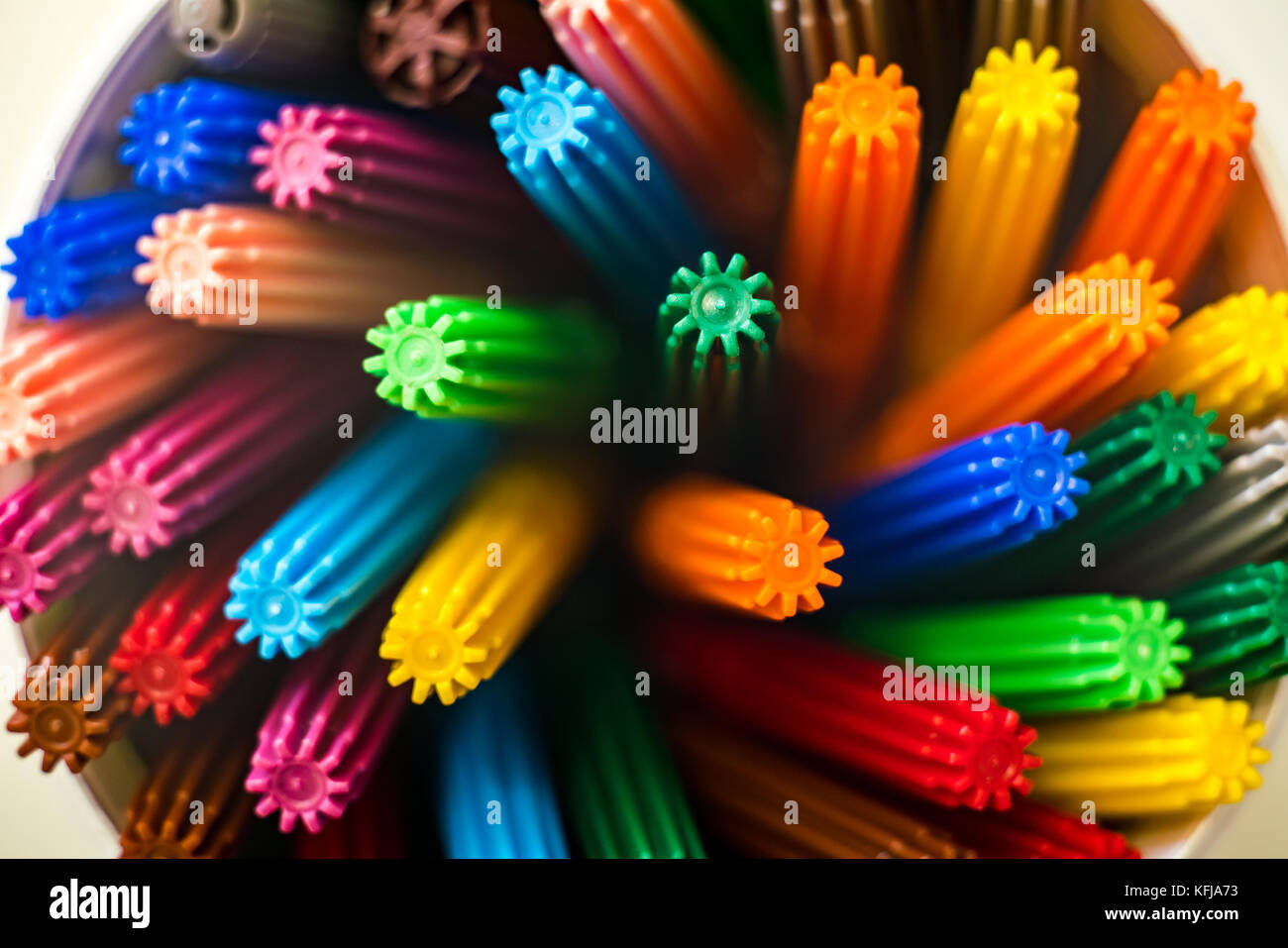 Coloring Markers in different colors, Close Up on White background ...