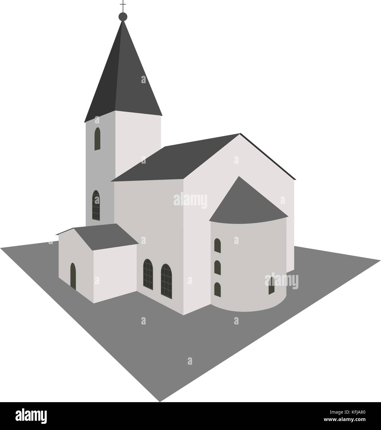 Building white church in perspective, vector Stock Vector Image & Art ...