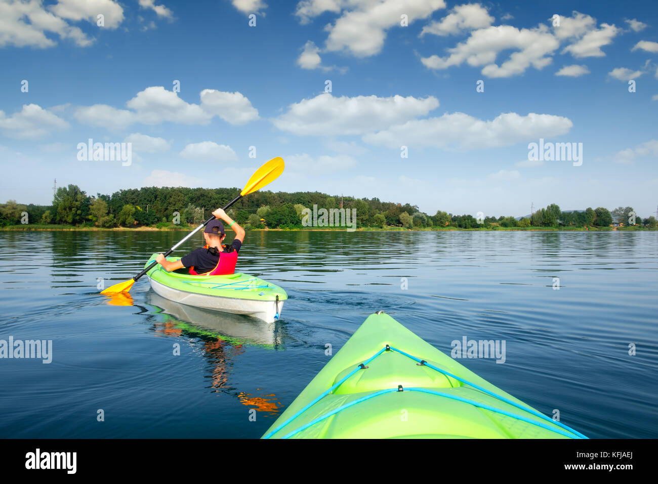 Young boy in kayak on hi-res stock photography and images - Alamy