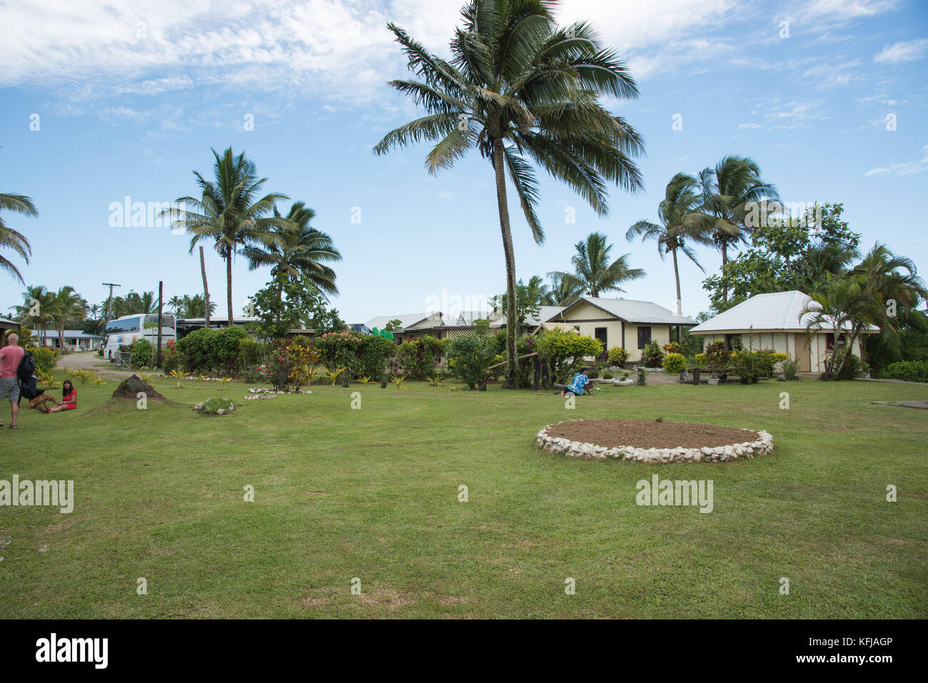 SUVA,VITI LEVU,FIJI-NOVEMBER 28,2016: Remote village with architecture ...