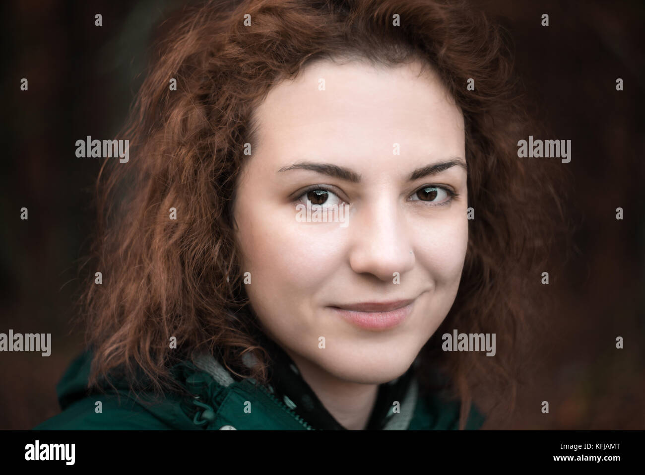 Woman with Most Beautiful Eyes and Smile, Close up portrait shot with ...