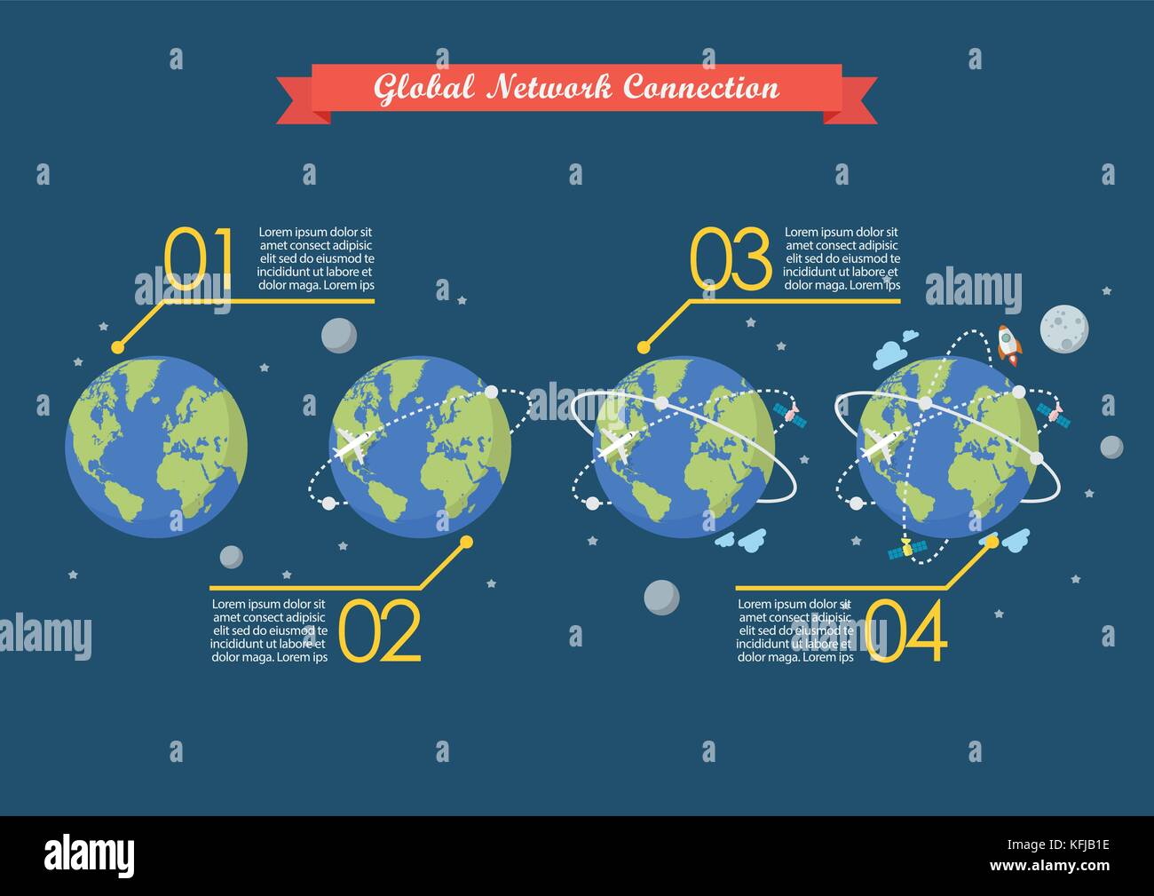 Development of Global network connection infographic. Vector ...