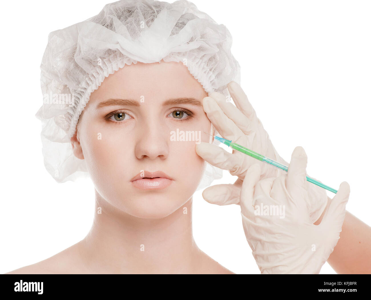 Cosmetic botox injection in face Stock Photo - Alamy