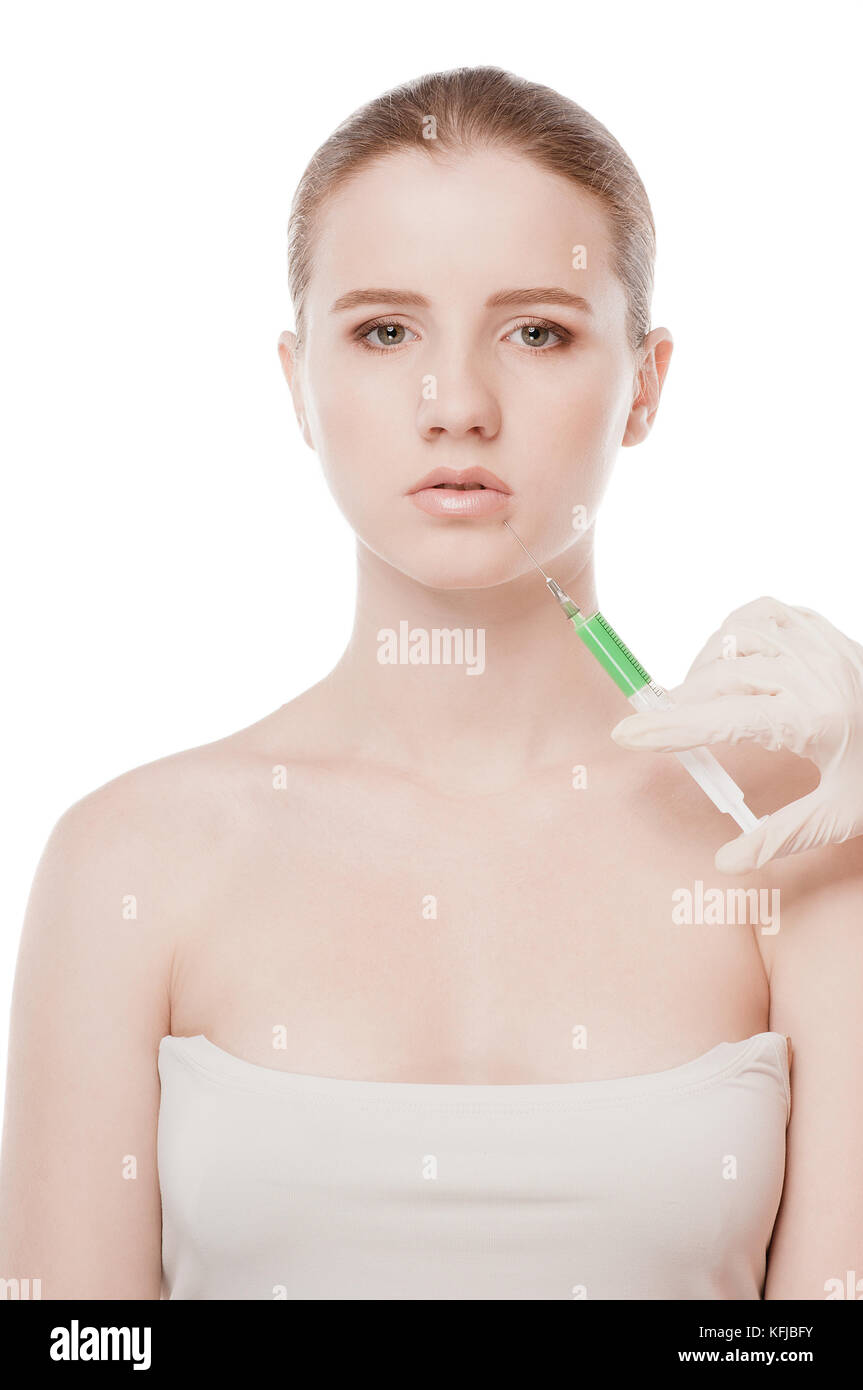 Cosmetic botox injection in face Stock Photo - Alamy