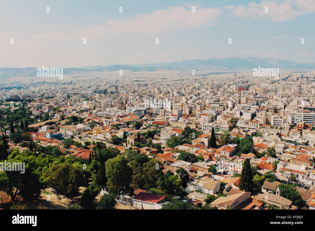 View of Athens cityscape from Acropolis in Athens, Greece Stock Photo ...