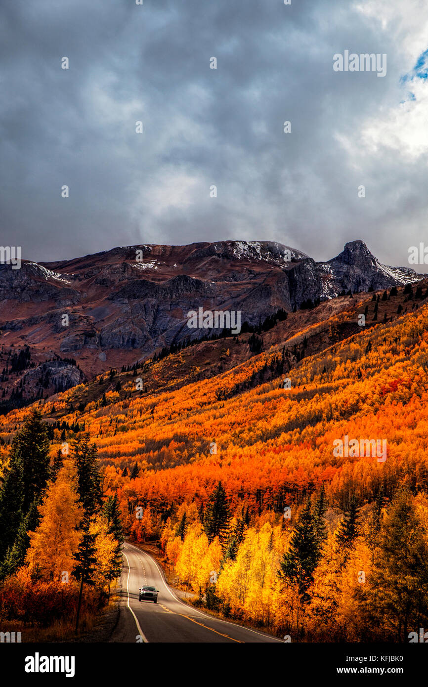 Golden autumn scene in the San Juan Mountains of Colorado Stock Photo ...