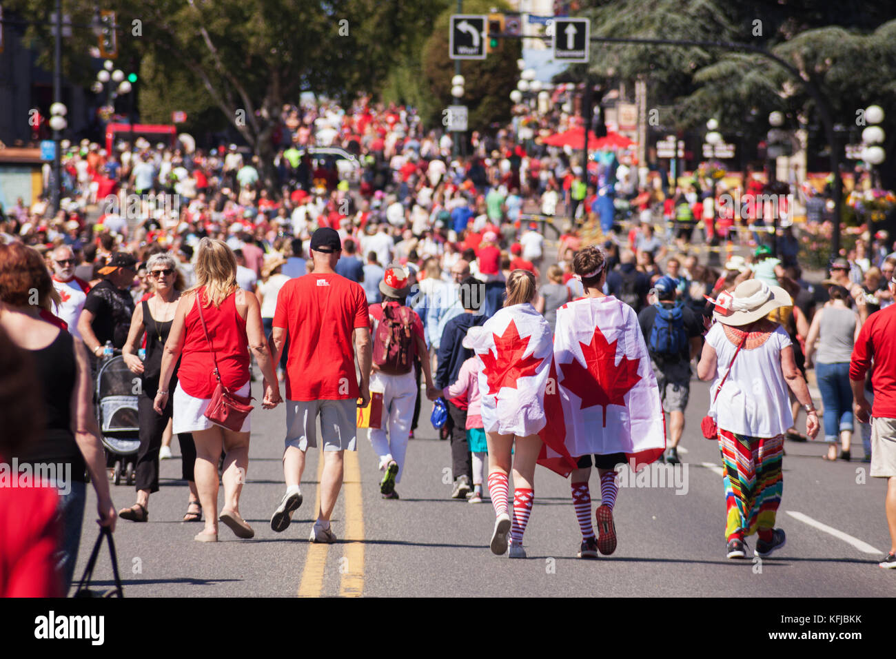 People celebrating Canada Day on July 1. Victoria BC, Canada Stock ...