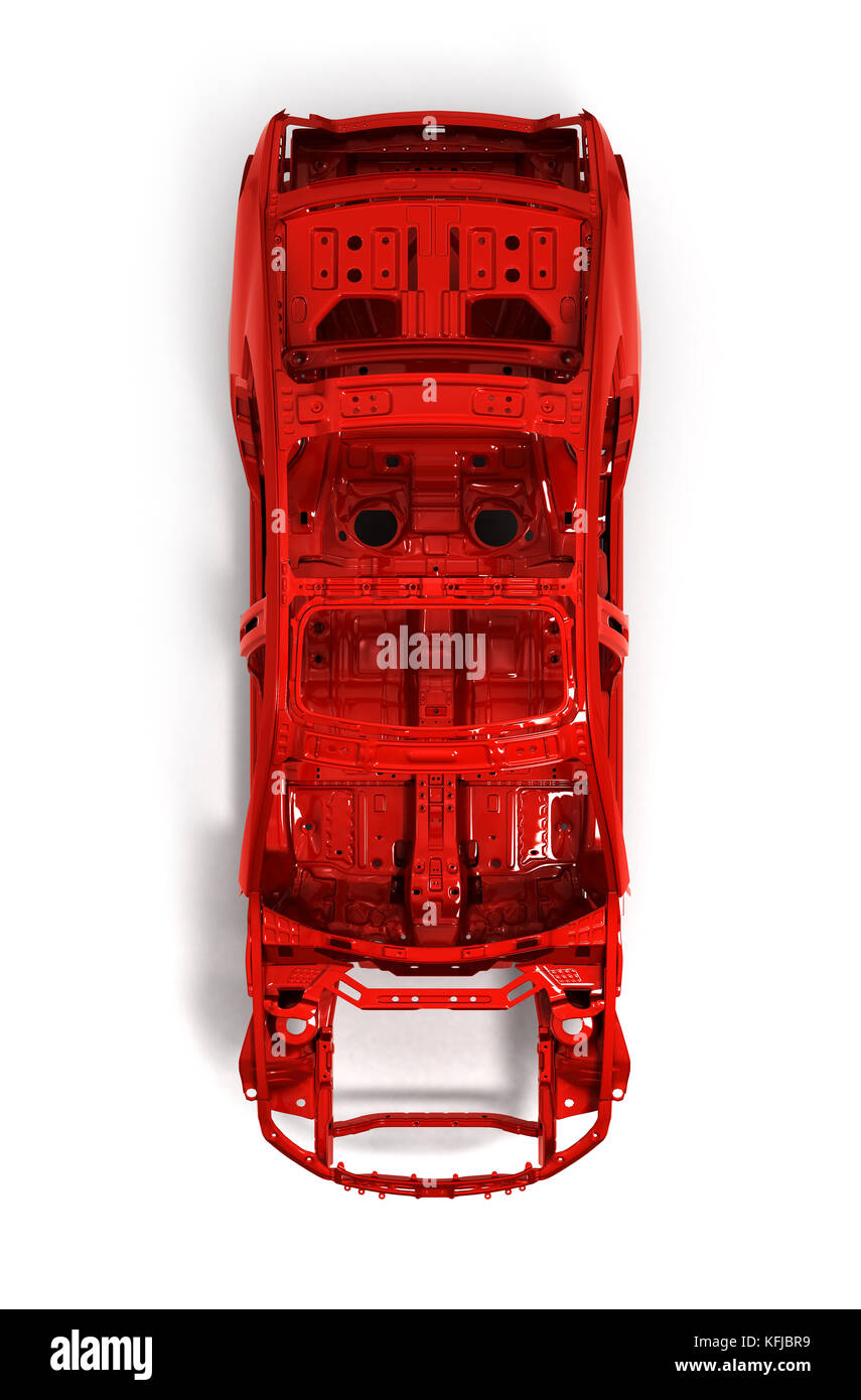 Red back body car with no wheel isolated on white 3d illustration Stock ...