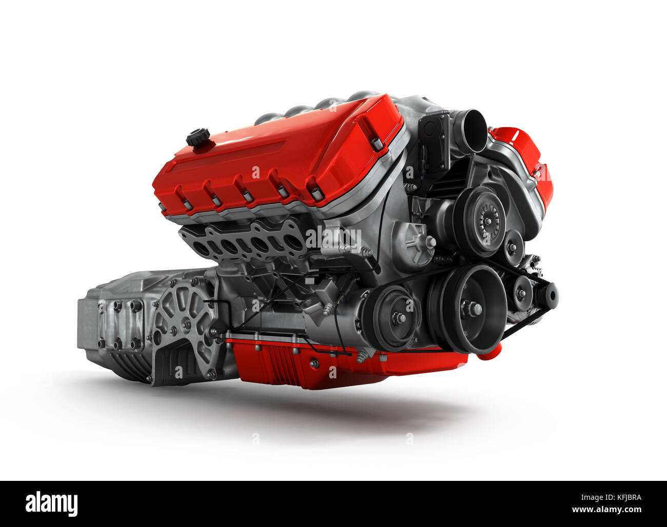 automotive engine gearbox assembly is isolated on a white background 3d ...