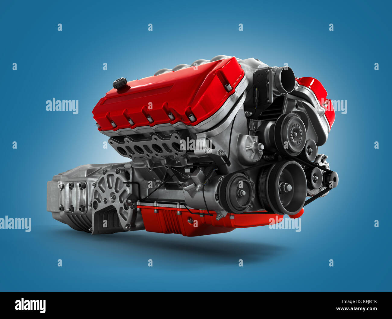 automotive engine gearbox assembly is isolated on a white background 3d ...