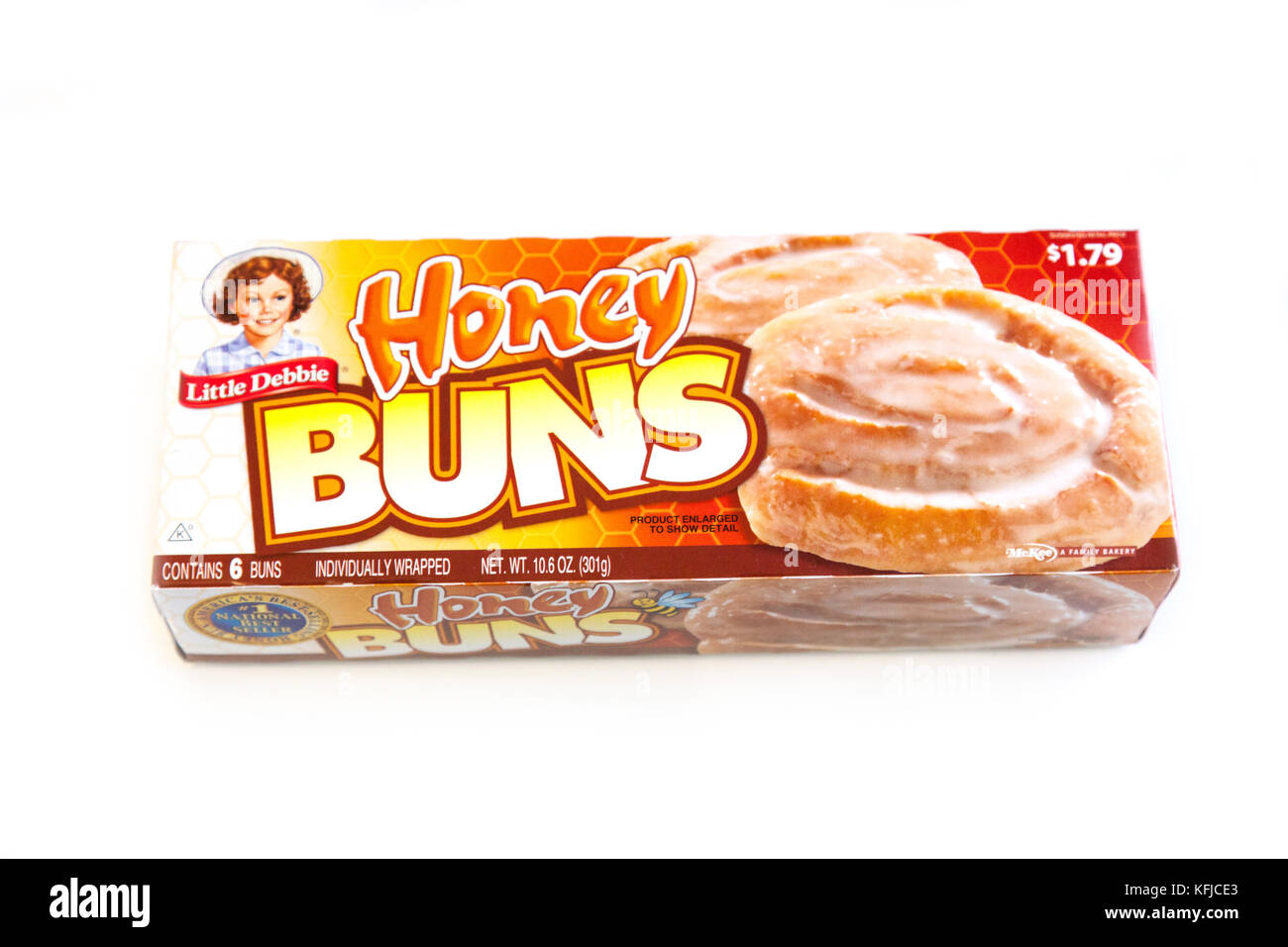 Packet of Honey buns isolated on a white studio background Stock Photo ...