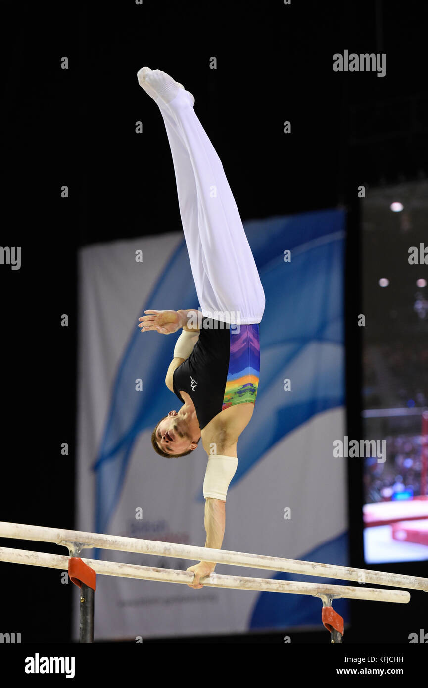 Sam Oldham in action at the 2017 British Gymnastics Championships. In ...