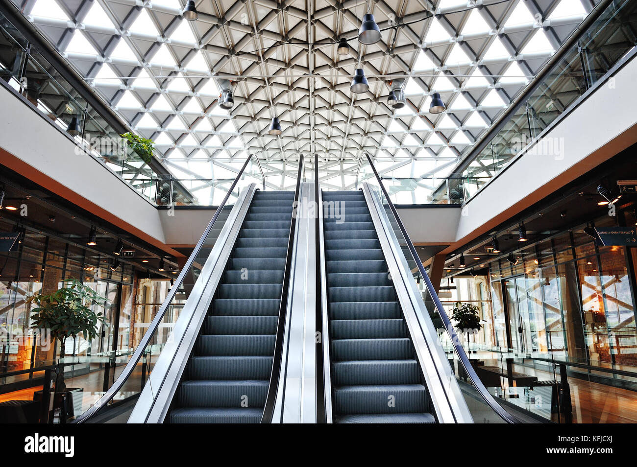Escalator staircase in a modern building Stock Photo - Alamy