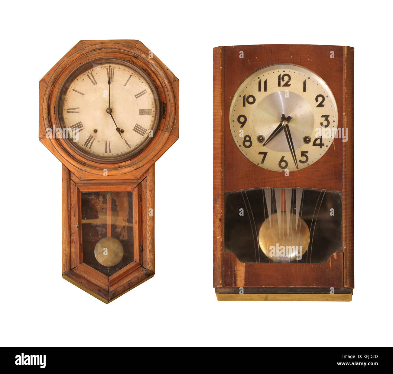 Vintage clock isolated on white Stock Photo - Alamy