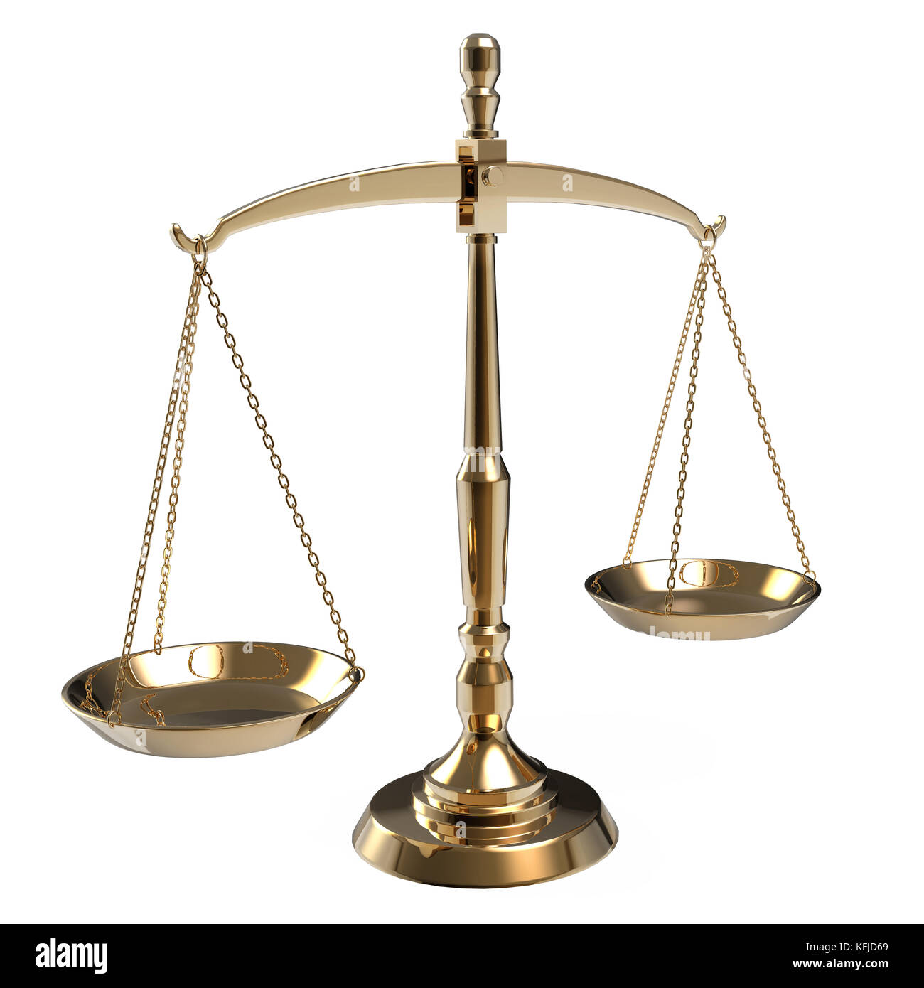 Gold scales of justice isolated on white background Stock Photo - Alamy