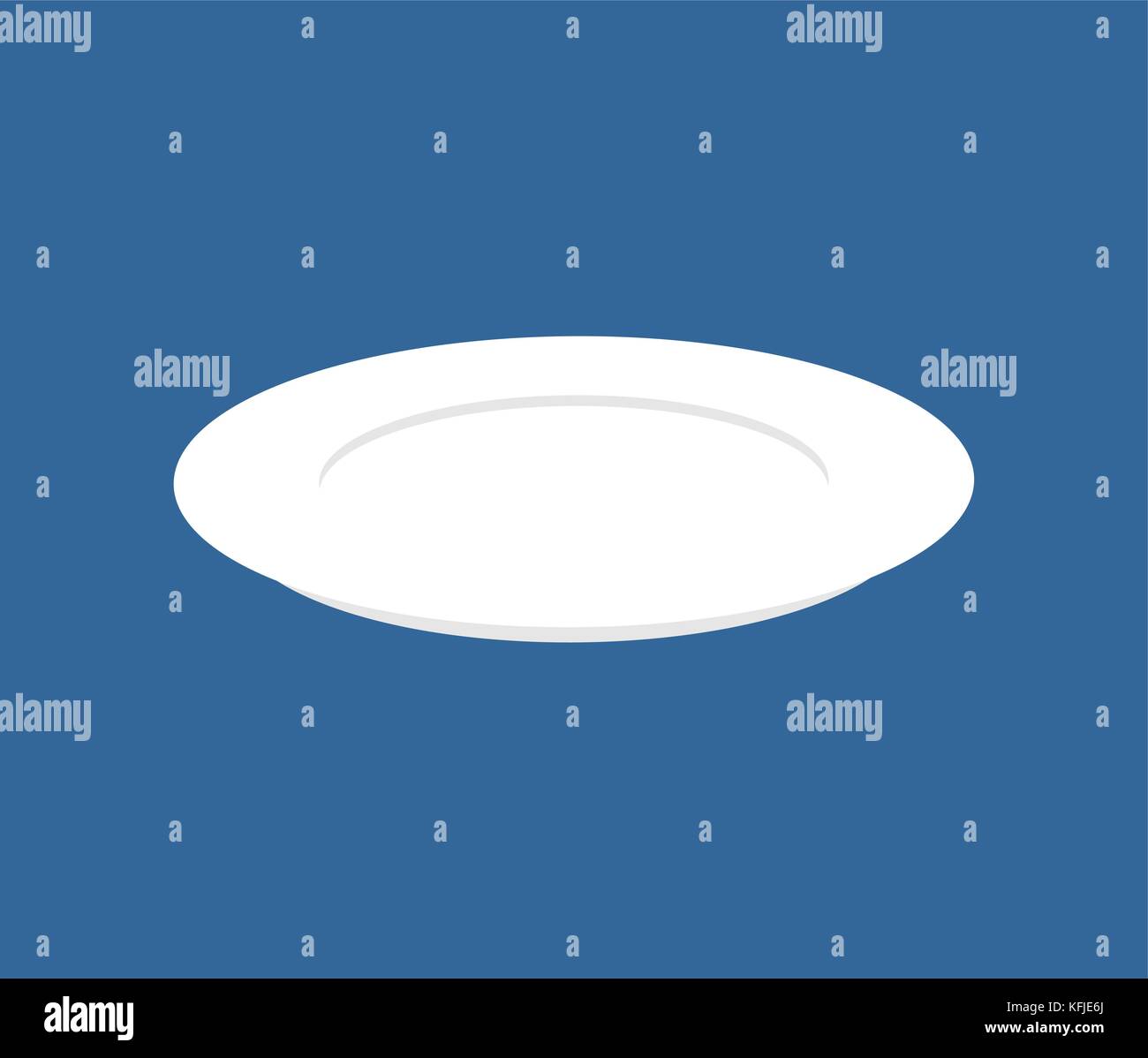 Plate isolated. Kitchen utensils on blue background. Vector ...