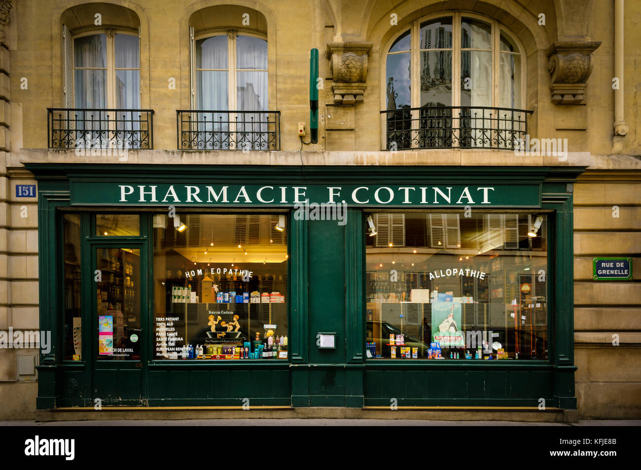 A vibrant, image of a french pharmacy, in Paris, France. Photographed ...