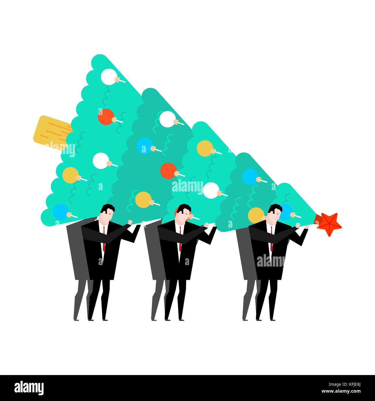 New Years corporate party. Businessman holding Christmas tree ...