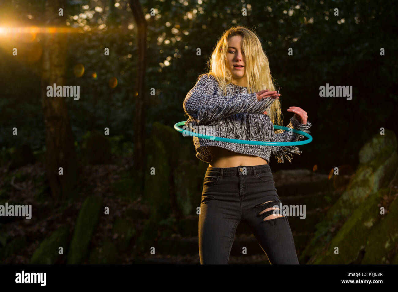 Hula hoop around waist hi-res stock photography and images - Alamy