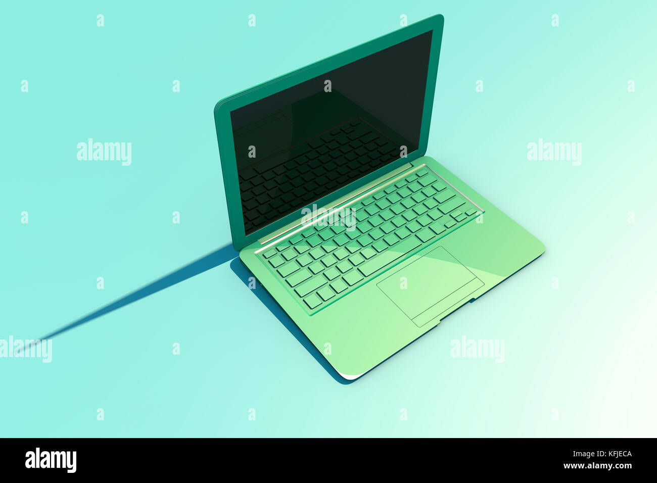 Open laptop with screen and keyboard, long shadow Stock Photo - Alamy