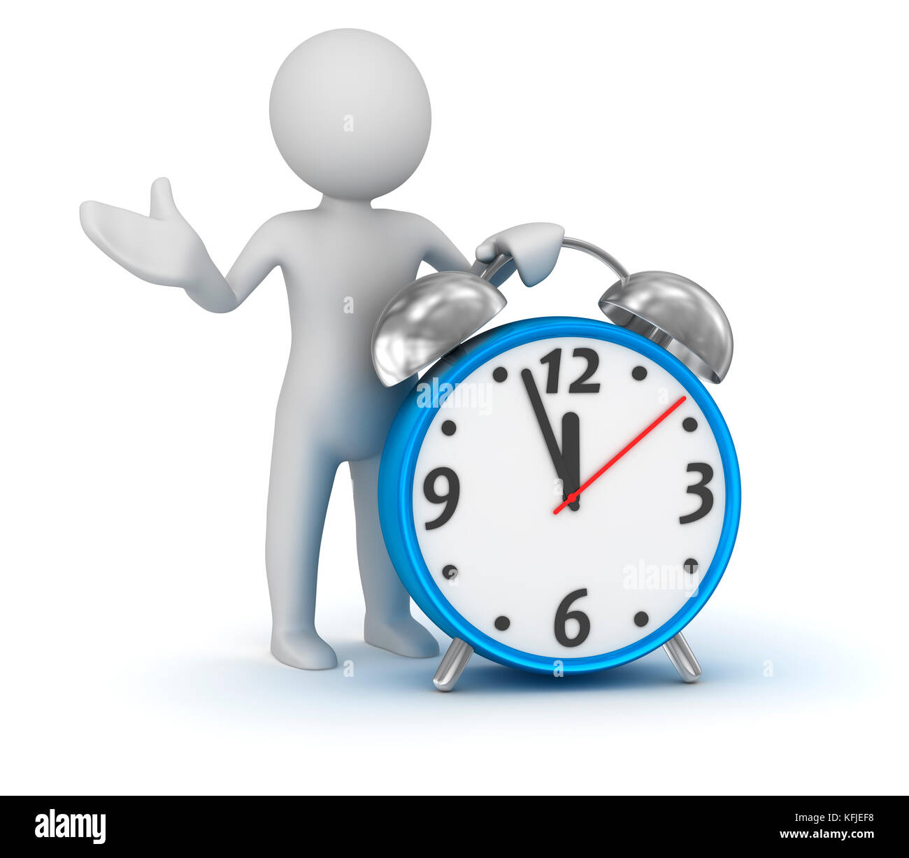 Man and clock , computer generated image. 3d render Stock Photo - Alamy