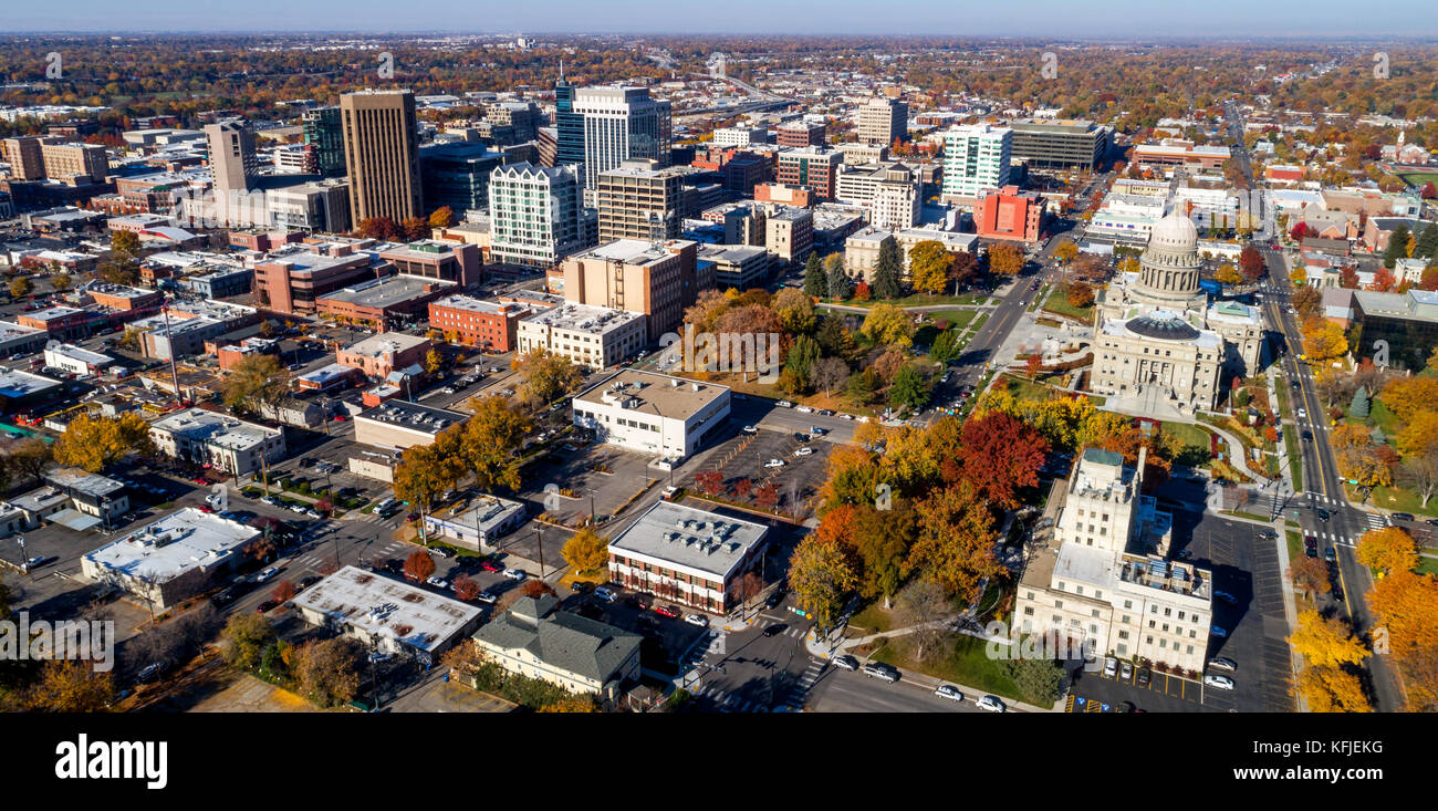 Skyline view of Boise Idaho with Capital and fall trees Stock Photo - Alamy