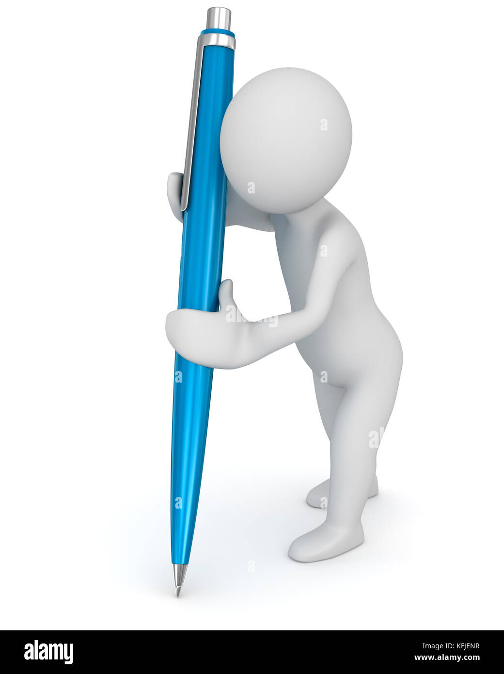 Man holding a pen , computer generated image. 3d render Stock Photo - Alamy