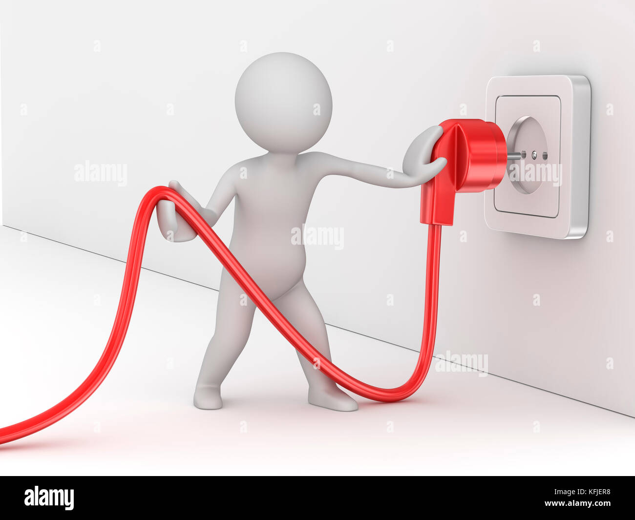 Man holding electric cable , computer generated image. 3d render Stock ...
