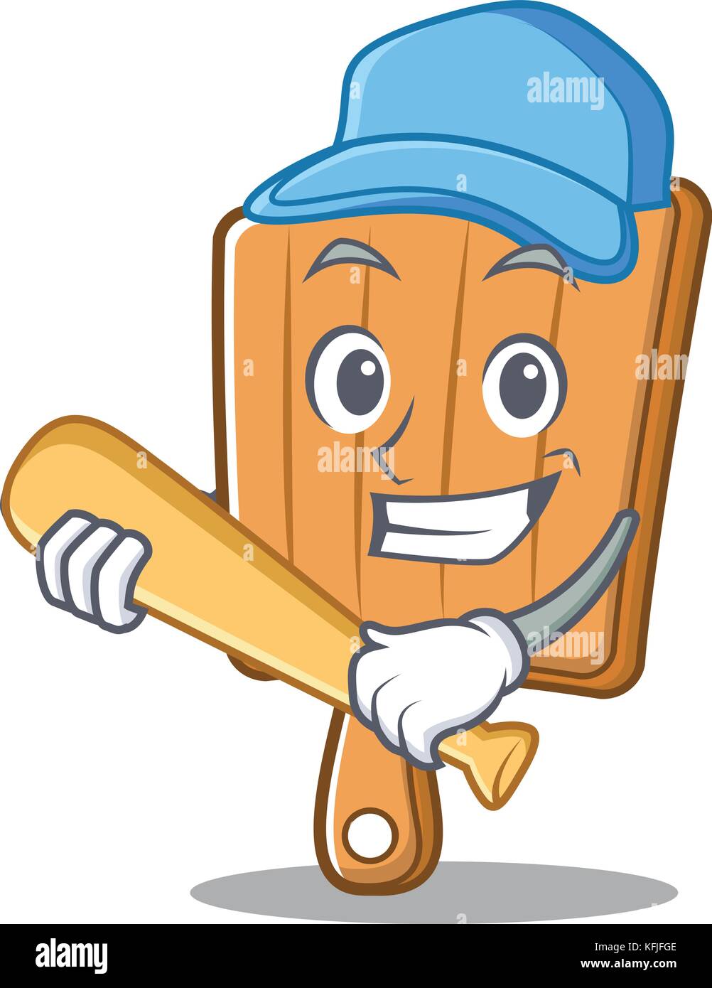 Playing baseball kitchen board character cartoon Stock Vector Image ...