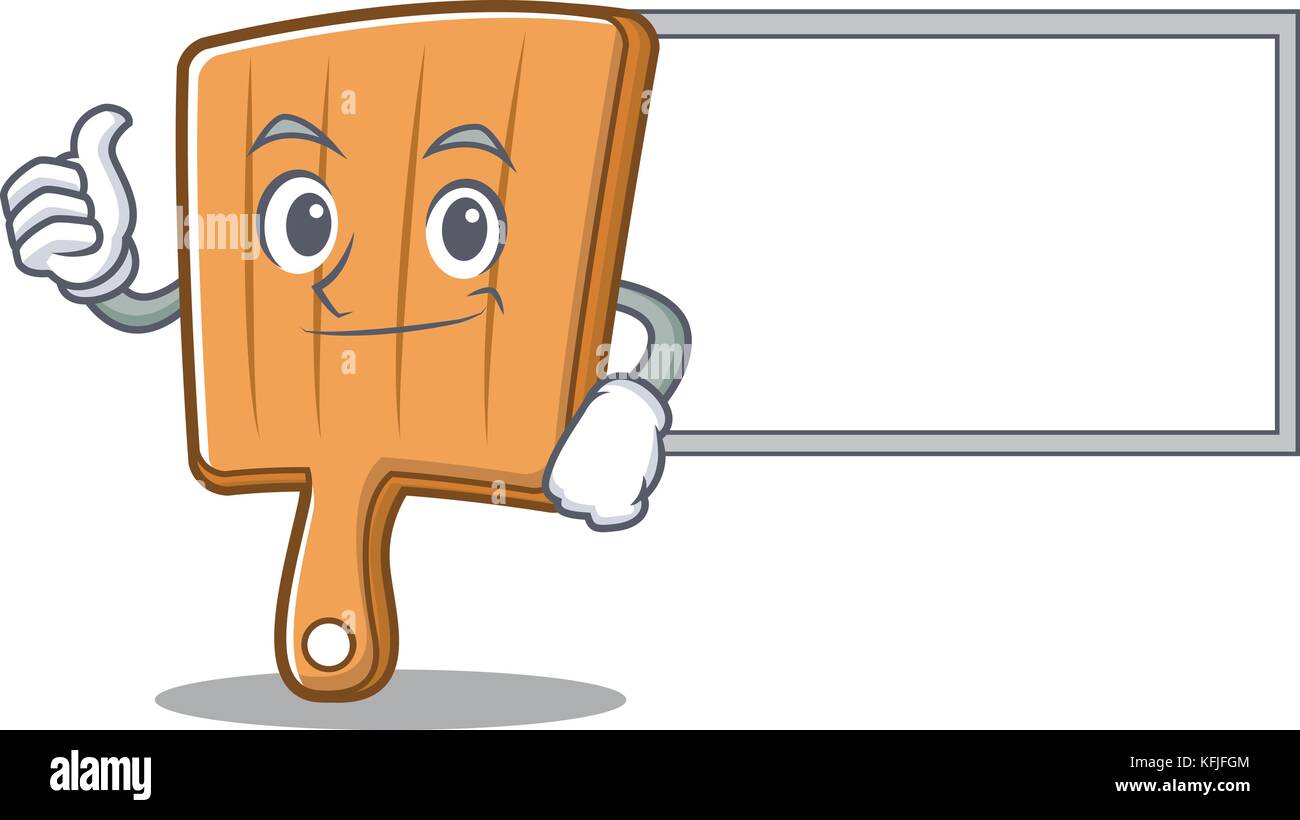 Thumbs up with board kitchen board character cartoon Stock Vector Image ...