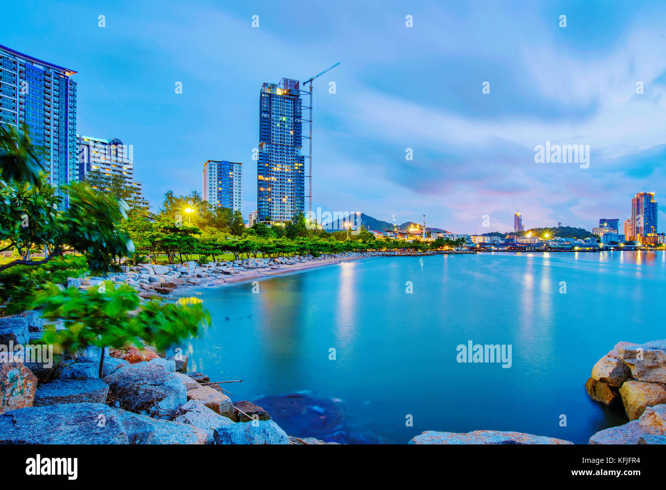 Sriracha city and sea view in Thailand Stock Photo - Alamy
