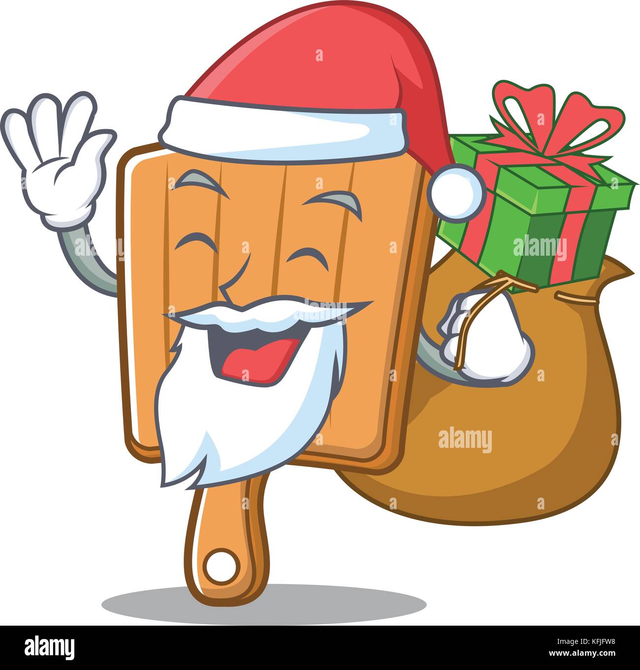 Santa with gift kitchen board character cartoon Stock Vector Image ...