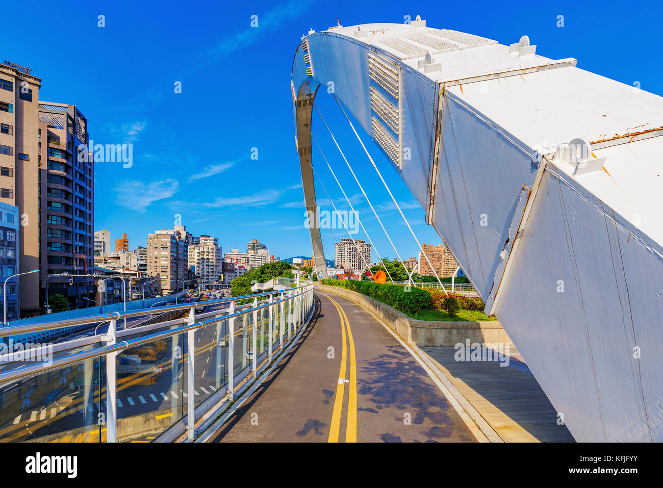 Footbridge with cycle lanes in Guting Taipei Stock Photo - Alamy
