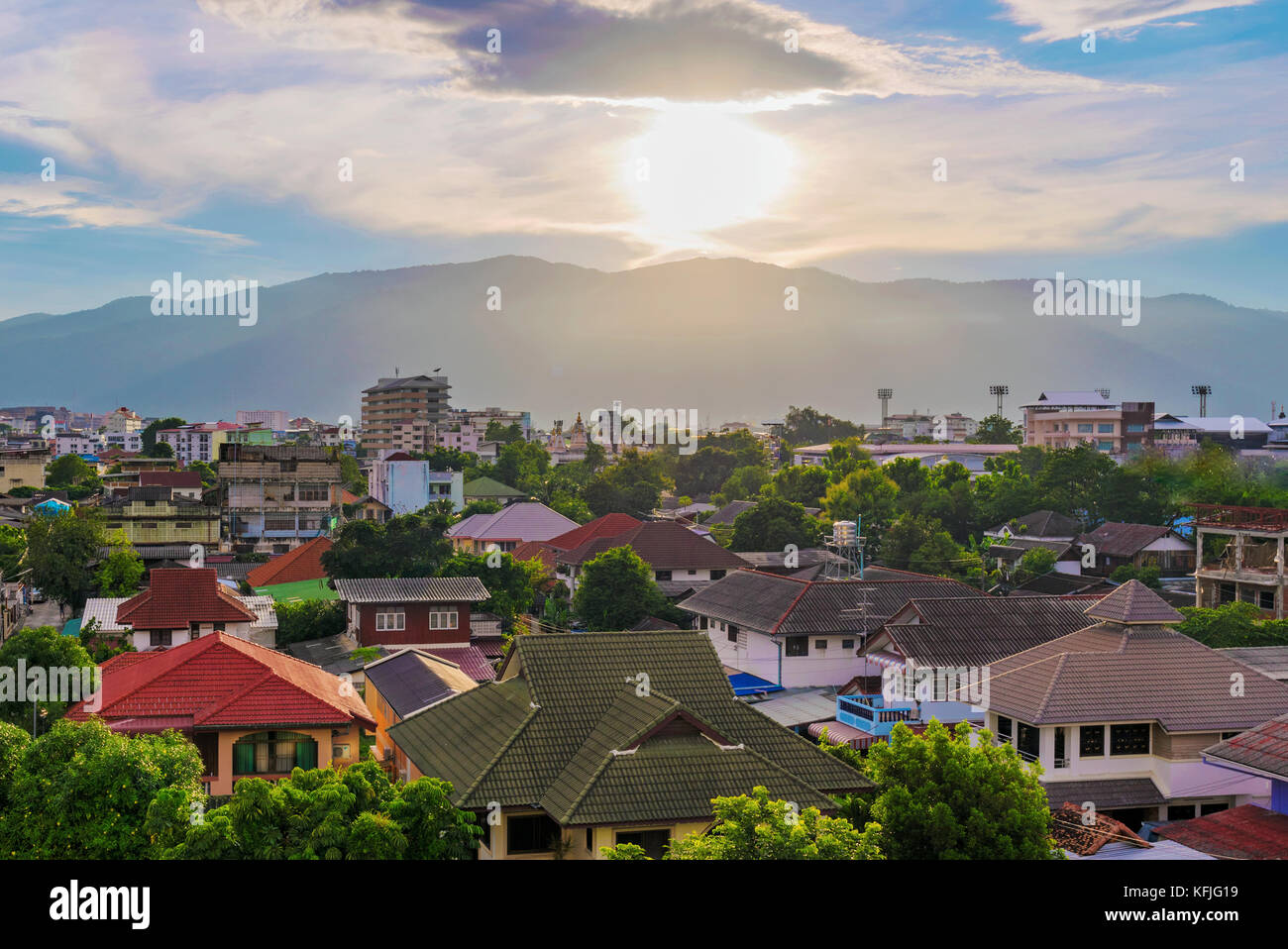 View of Chiang Mai during sunset Stock Photo - Alamy