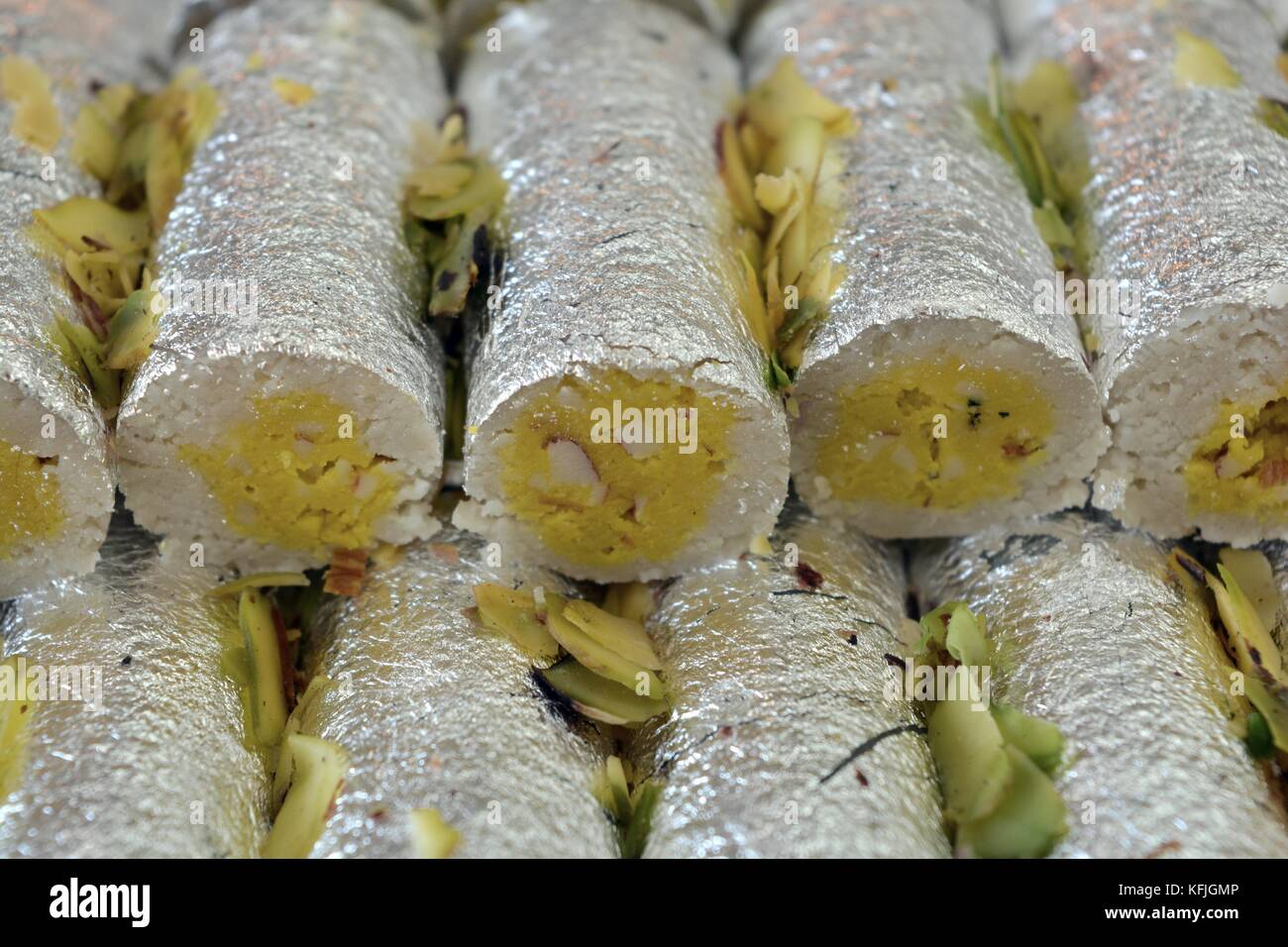 Indian sweets Round Barfi Stock Photo - Alamy