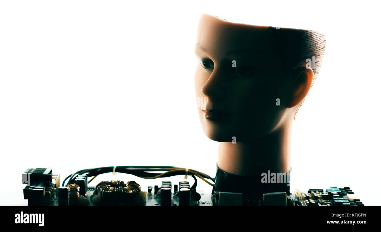 Positive ai benefits, futuristic robot worker Stock Photo - Alamy