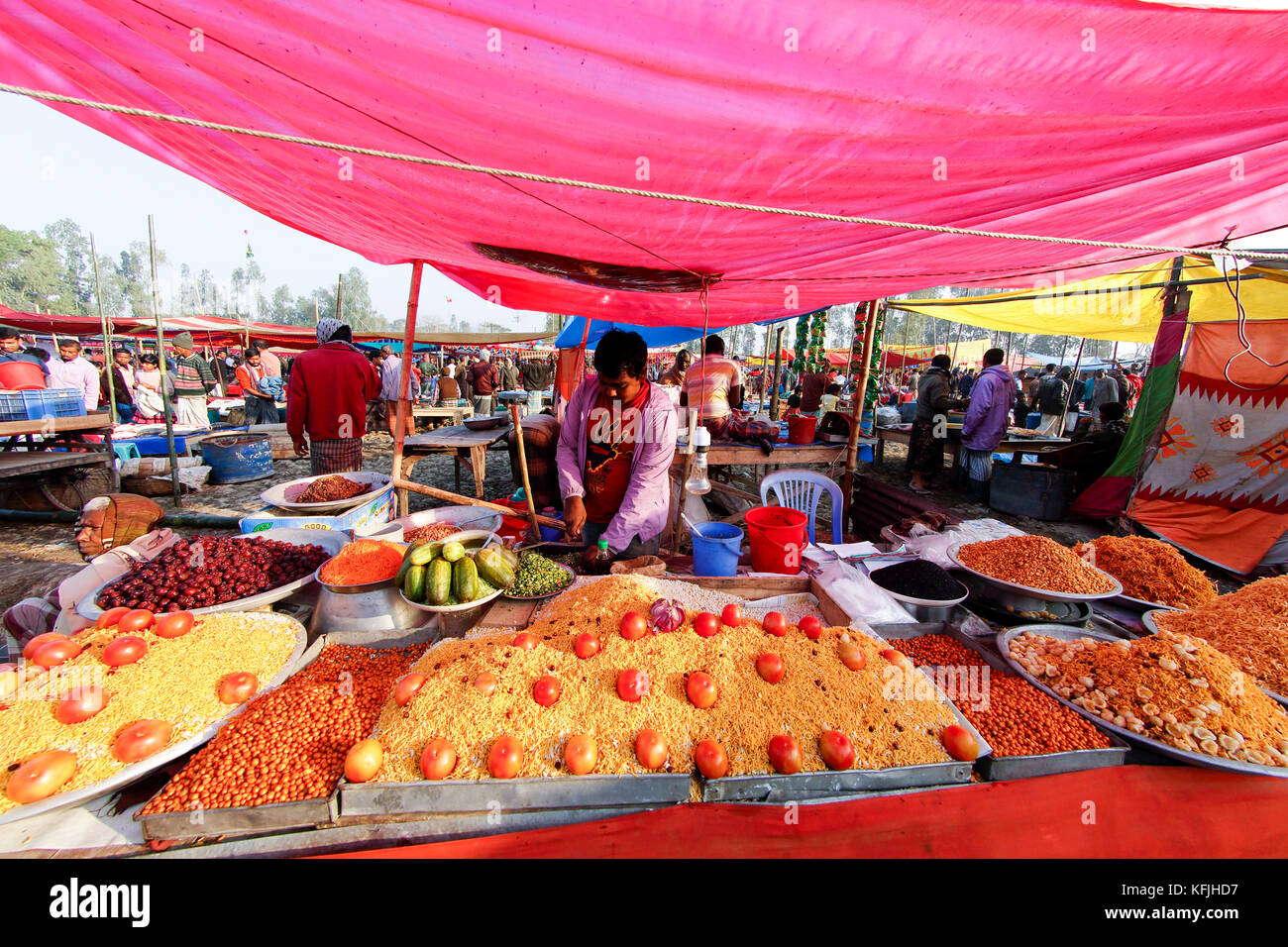 Snacks stall at traditional Poradaha Mela in Gabtoli Upazila, Bogra ...