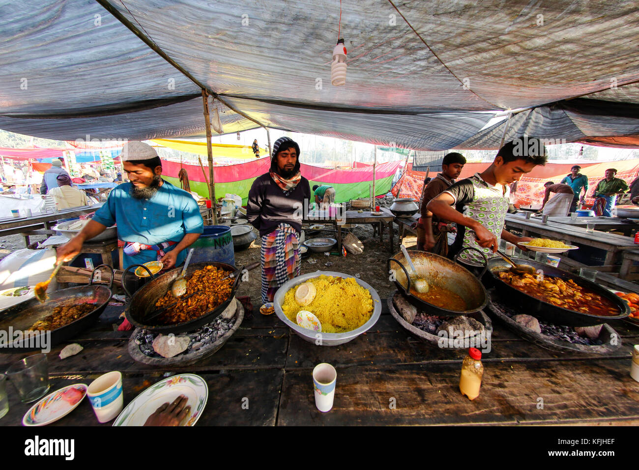 A food stall at the traditional Poradaha Mela in Gabtoli Upazila, Bogra ...