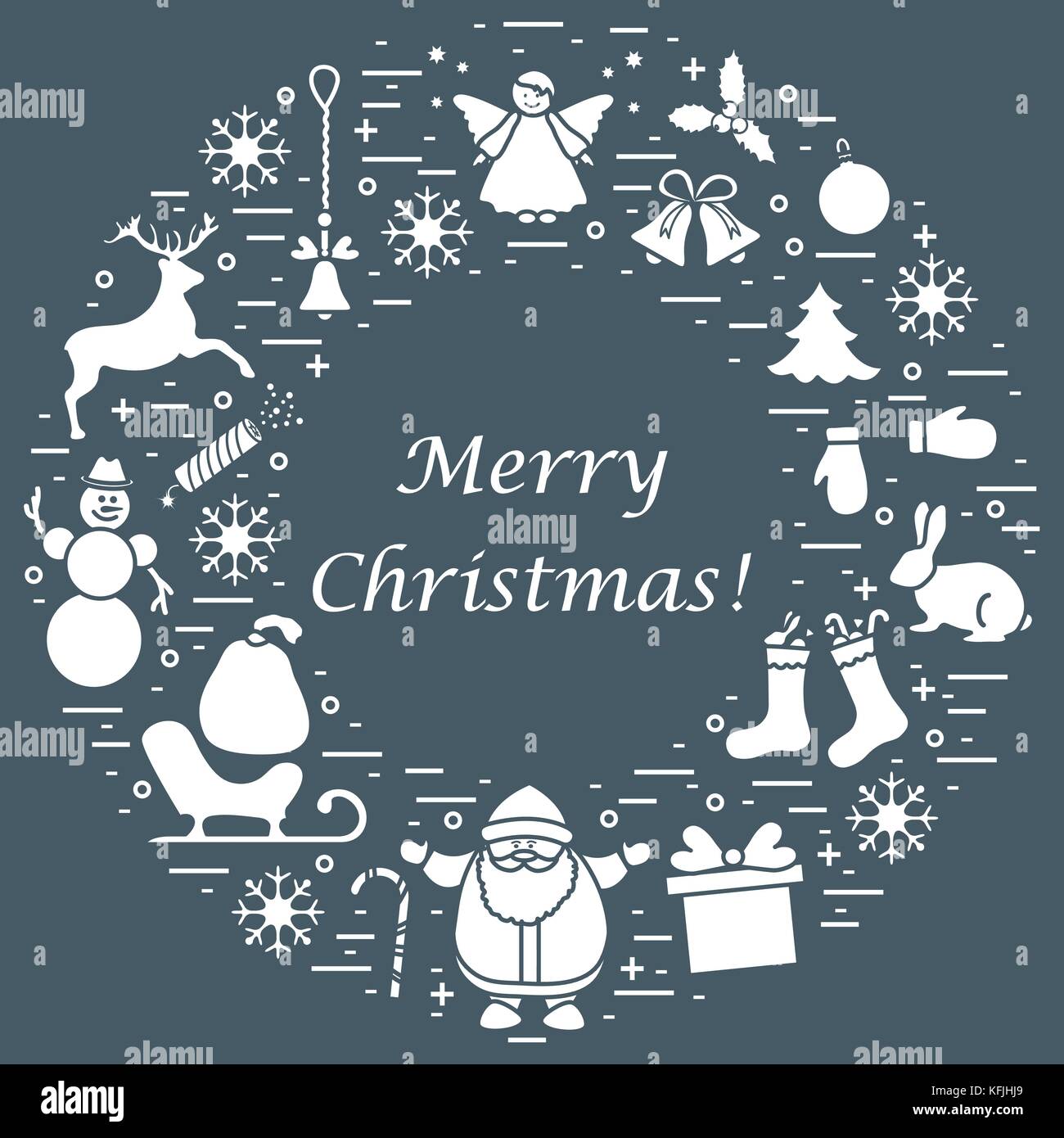 Vector illustration of different new year and Christmas symbols ...