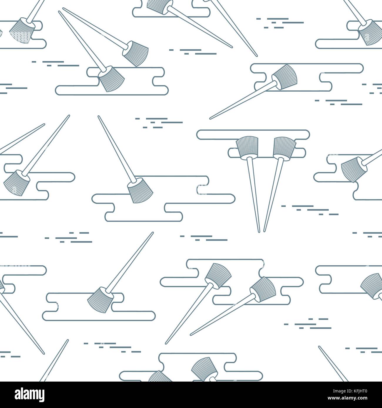 Seamless pattern of paint brushes and paint spots. Tools for repair and ...